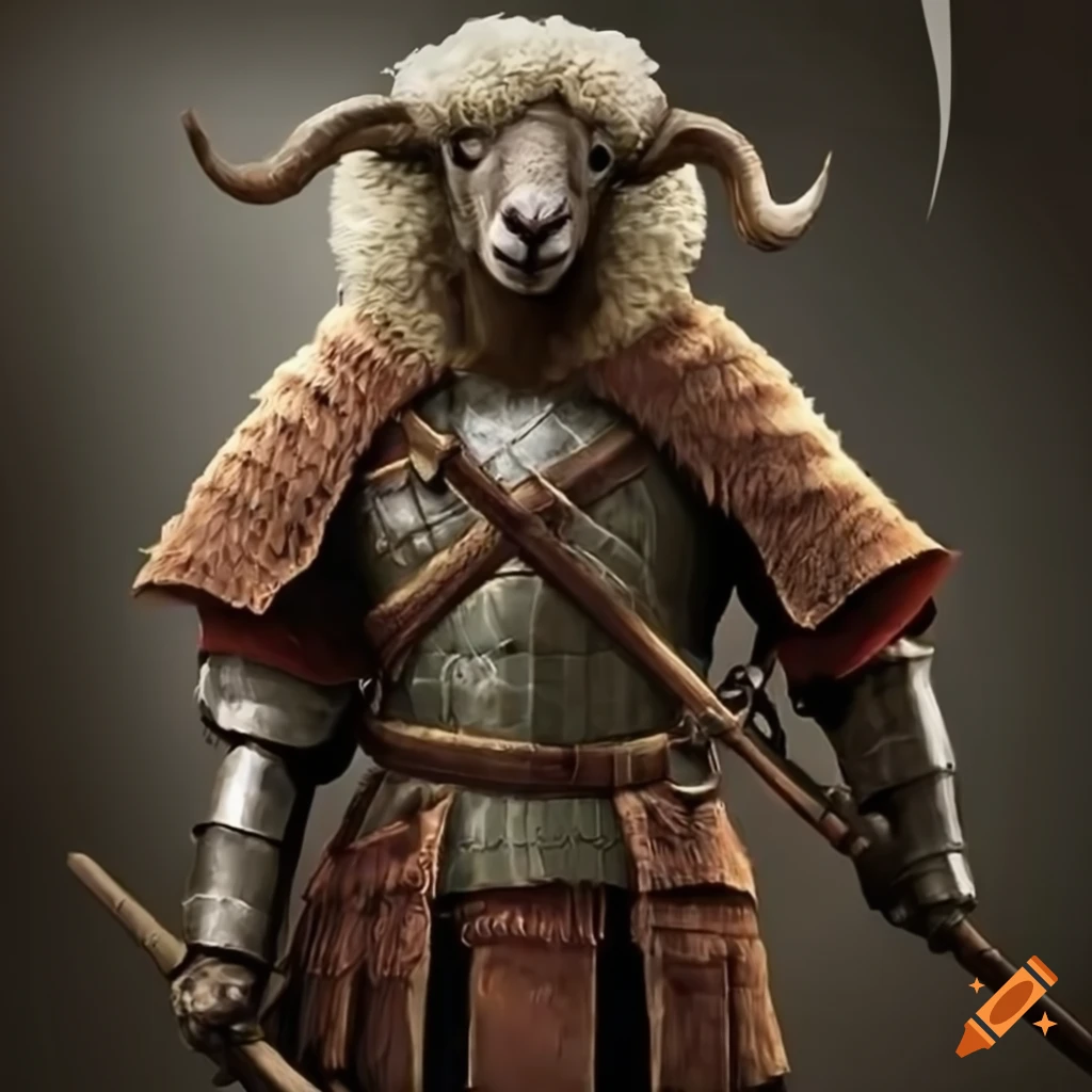Sheep warrior in armour on Craiyon