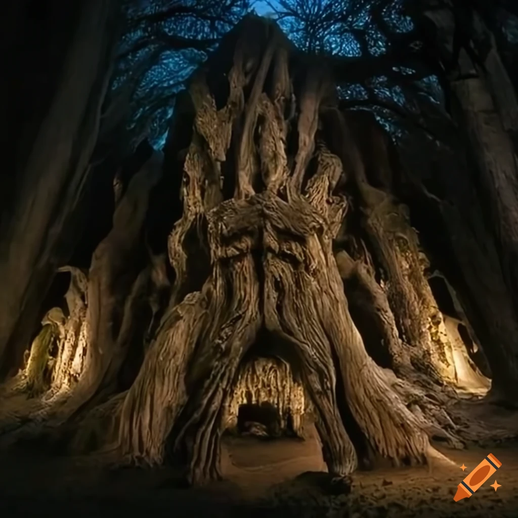 The lord of the rings moria, gigantic trees made out of stone carved ...