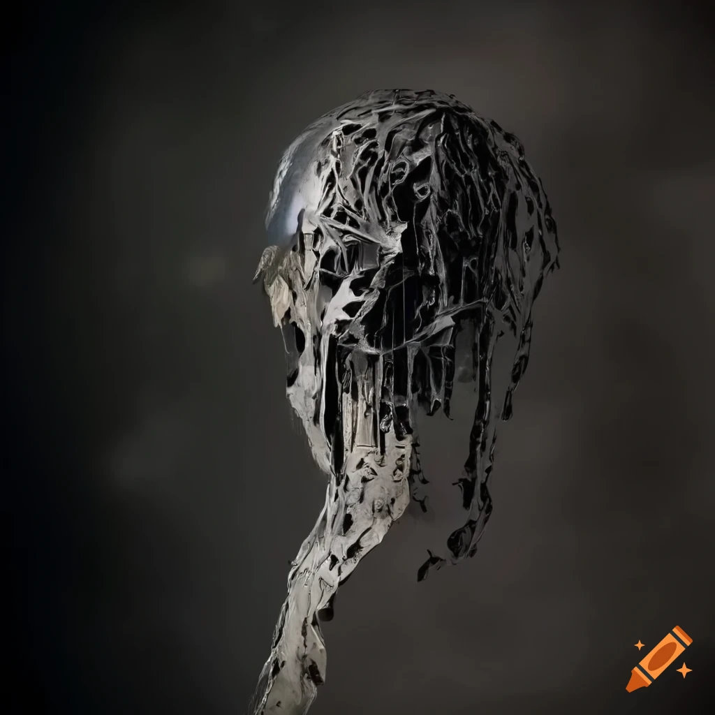 Surreal brutalist humanoid made of vibrant metal with organic ...