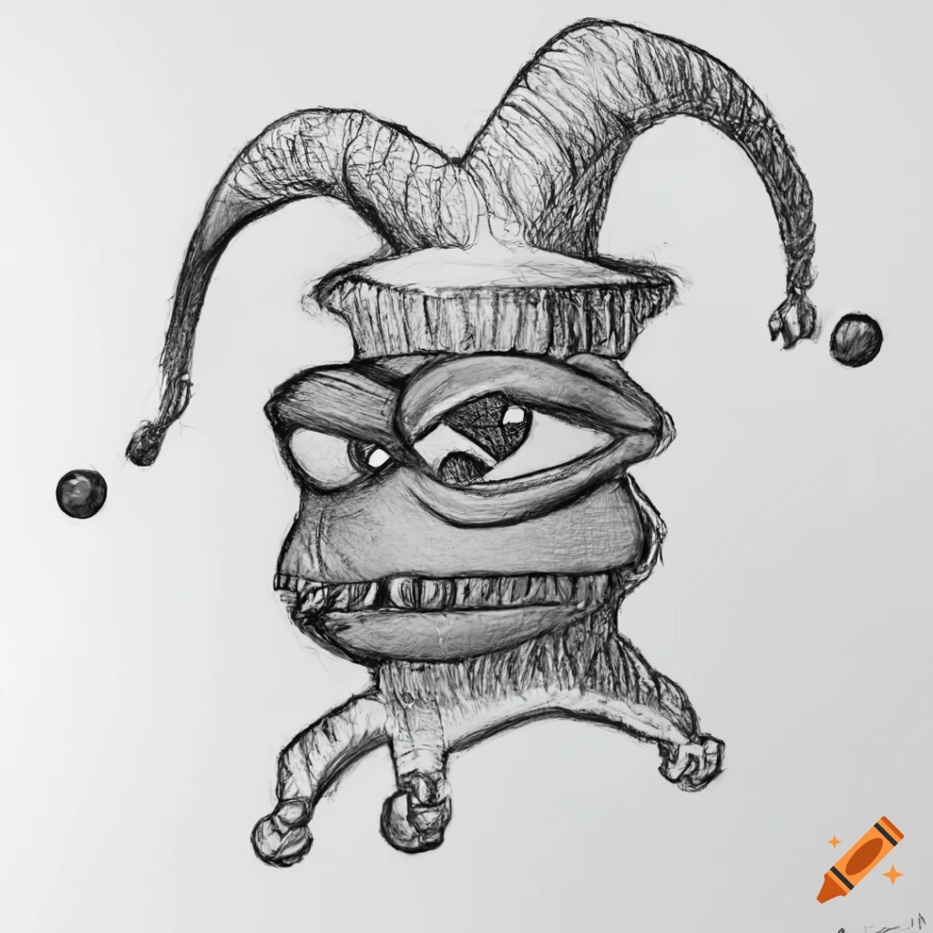 Jester, pepe the frog style, logo, 3d on Craiyon