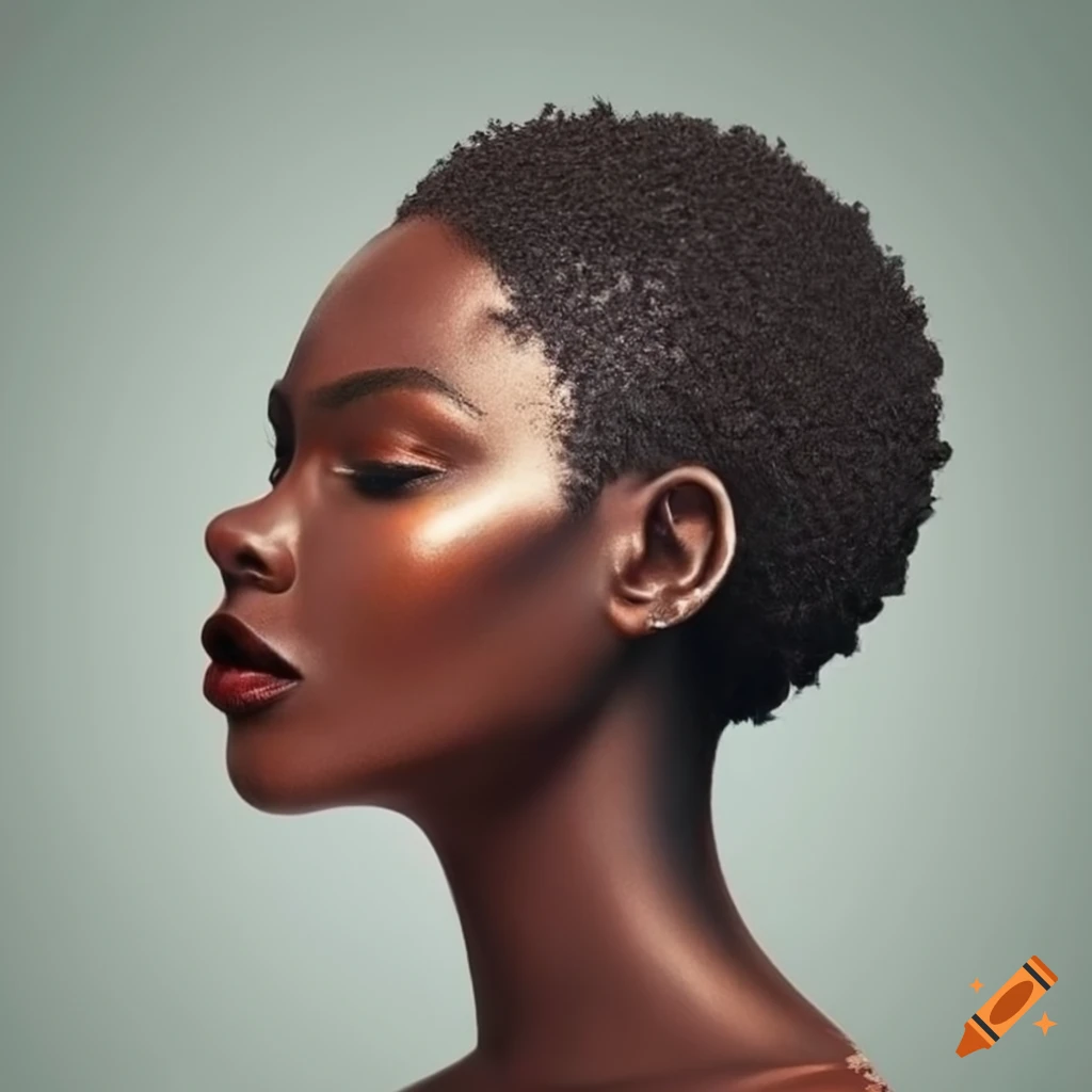 A beautiful enigmatic dark african woman side view on Craiyon