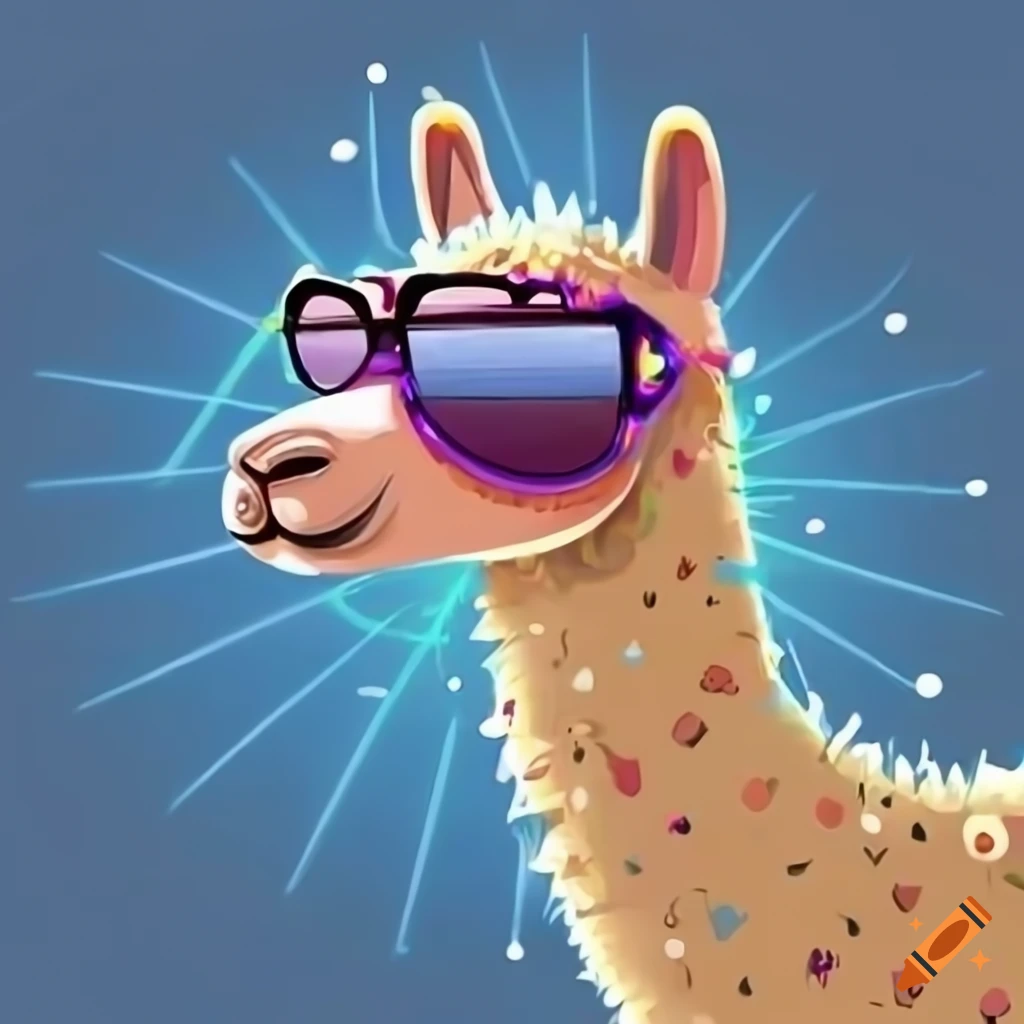 Profile picture of a llama cartoon laser beam background no sunglasses
