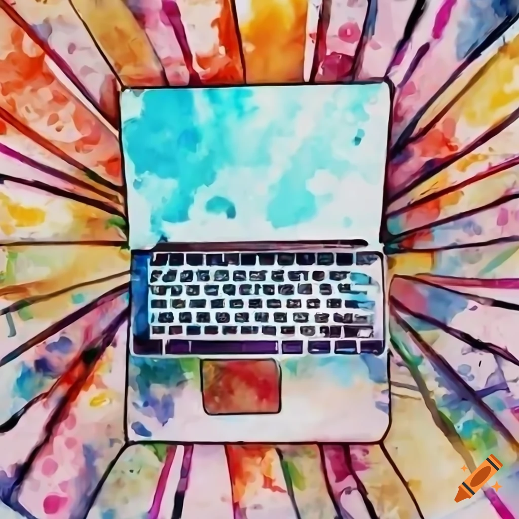 Laptop on desk sunny abstract