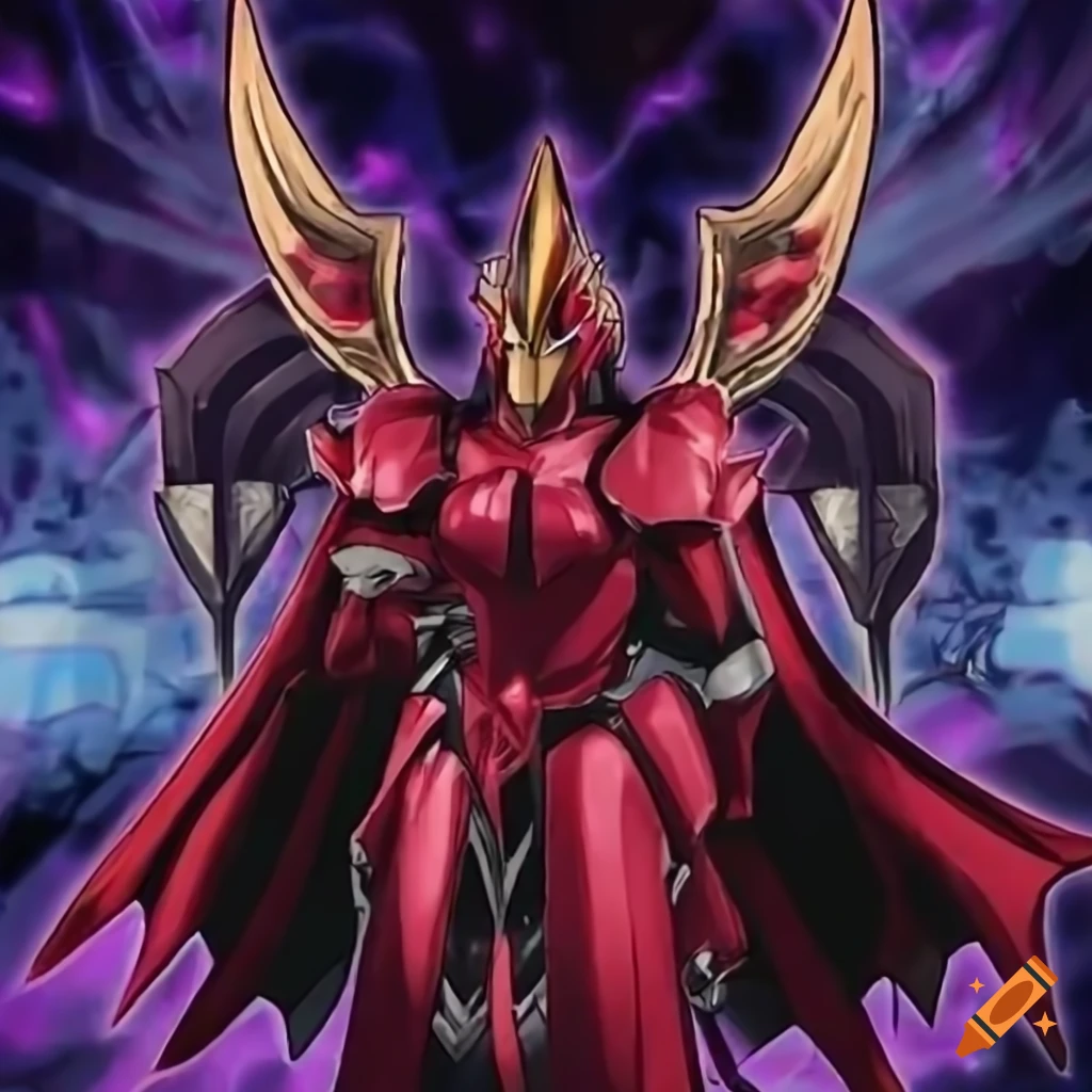 Yu gi oh card art style crimson rose paladin wearing a mask