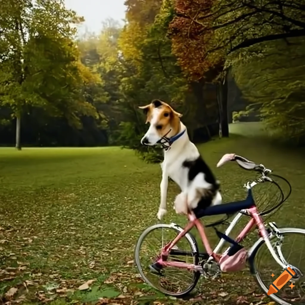 Dog riding bicycle on Craiyon