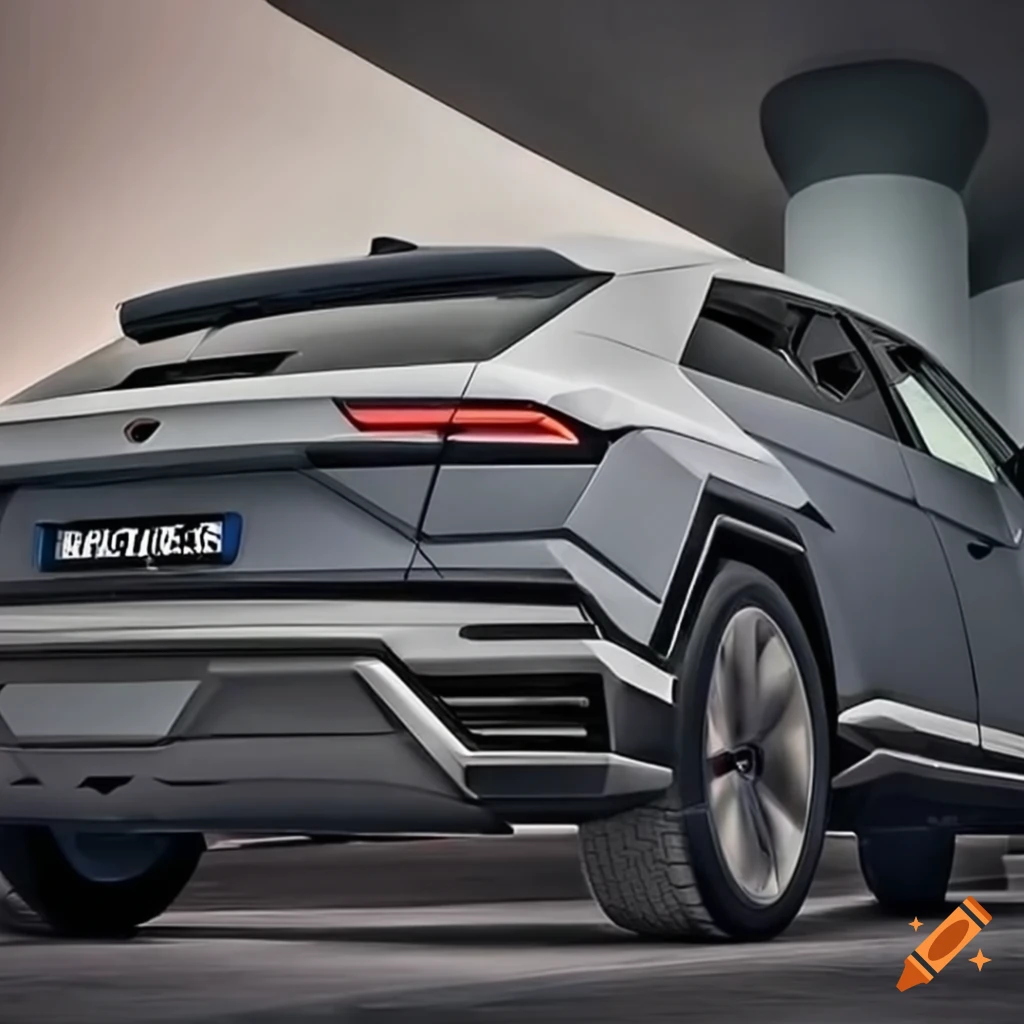 White futuristic car mix between hyundai ioniq 5 and lamborghini urus ...