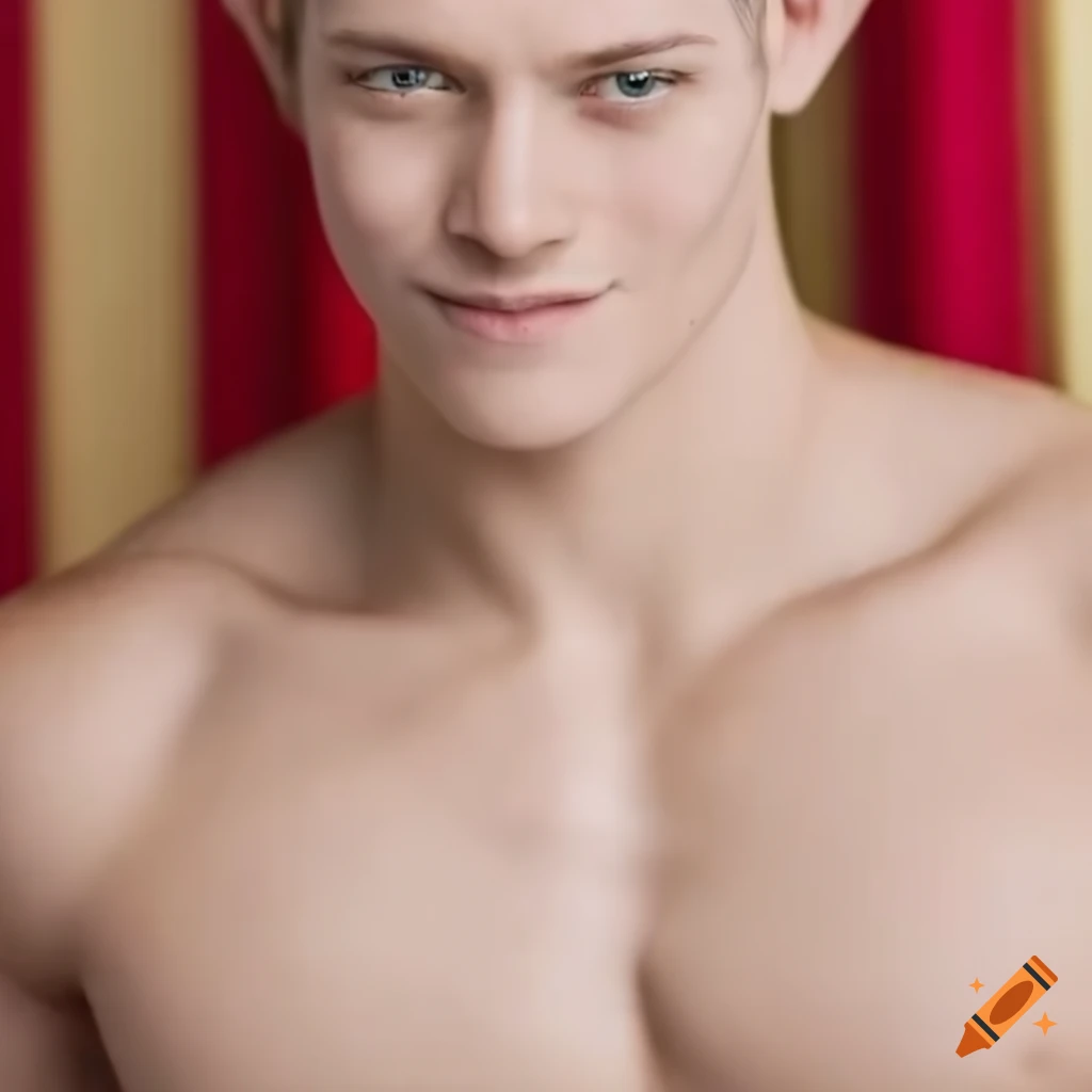 Close up of male cute white muscular elf on Craiyon