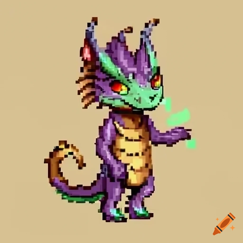 Cute anthropomorphic dragon sprite on Craiyon