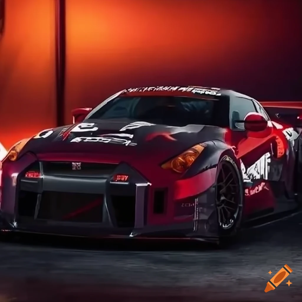 A Nissan GT-R modified as a racecar with racecar modifications and ...