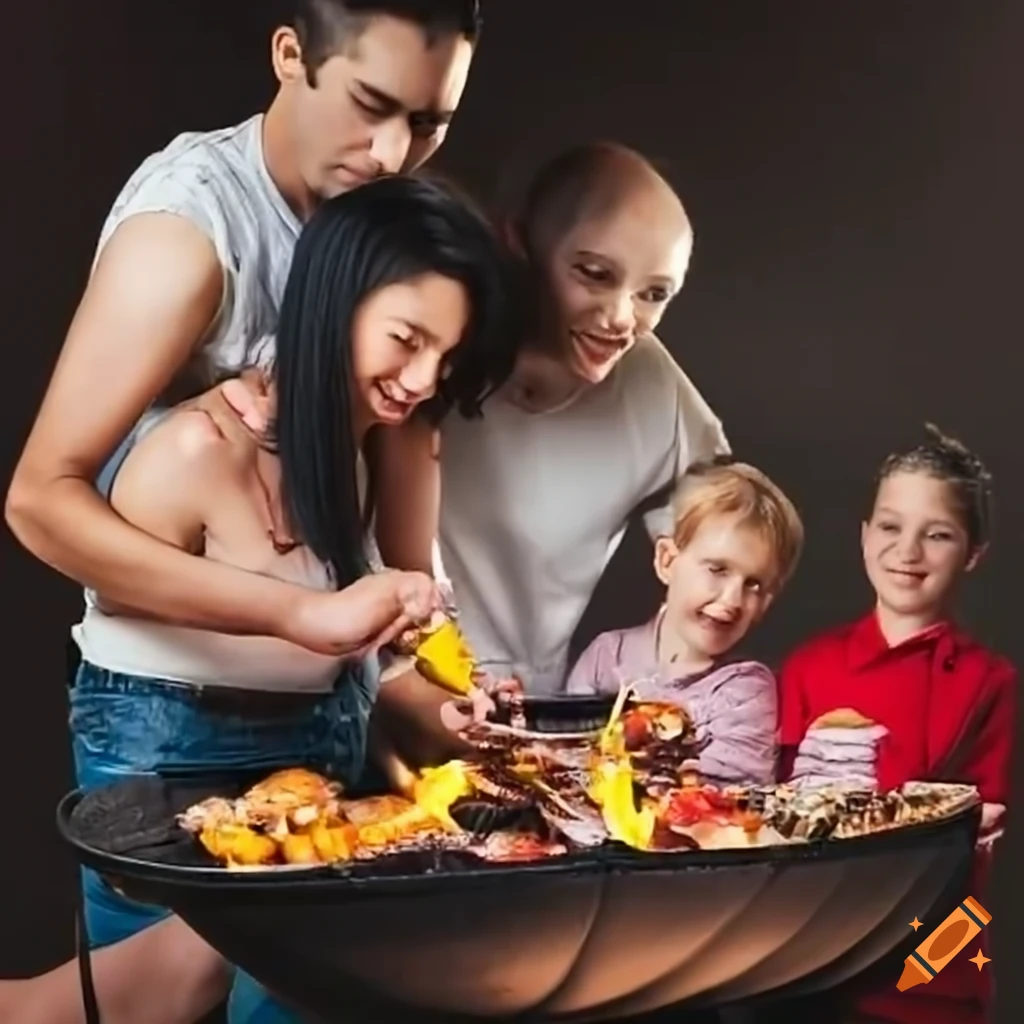 A family enjoying a barbecue