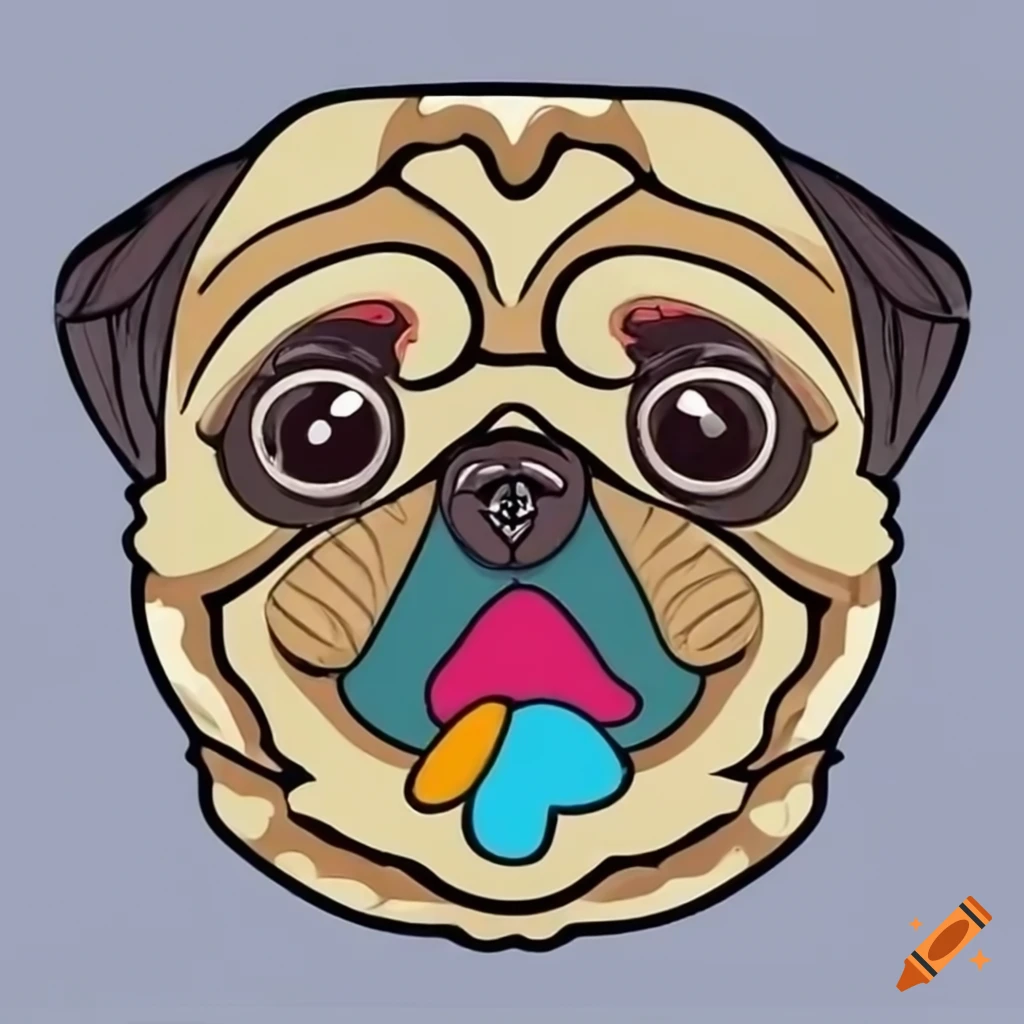 Playful pug transforming into a mischievous gremlin