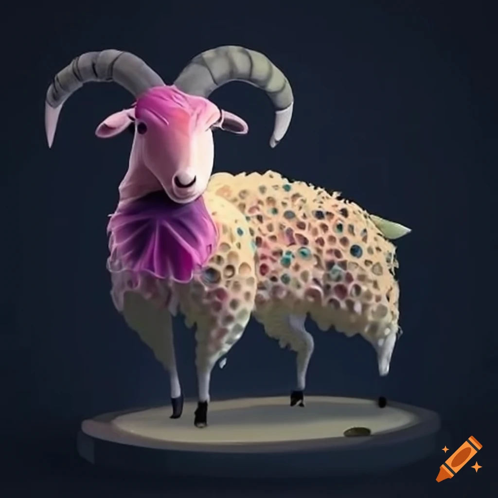 A goat made of golf balls