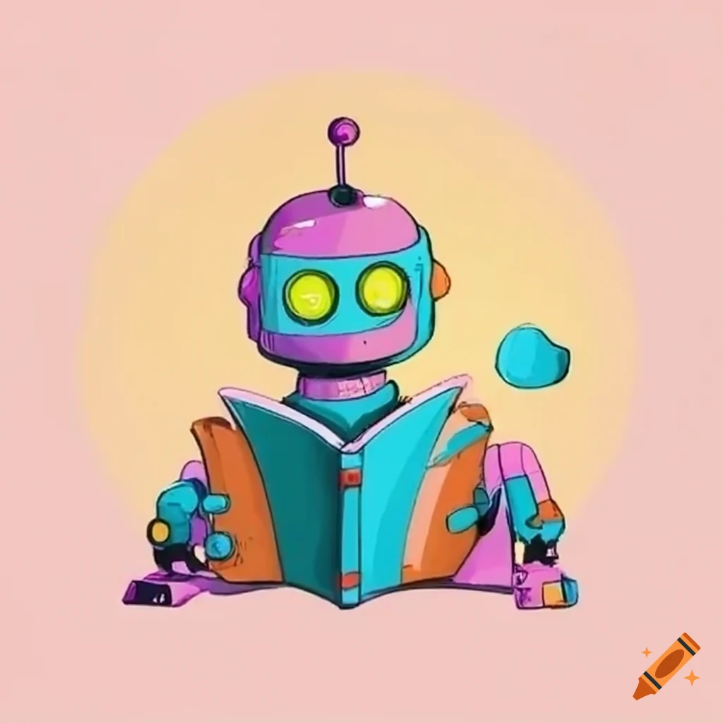 Robot reading a book on Craiyon