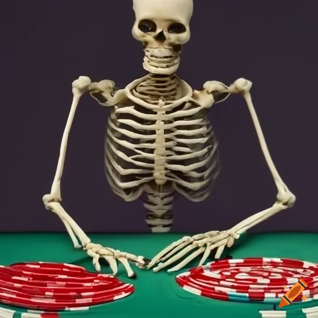 Skeleton playing poker