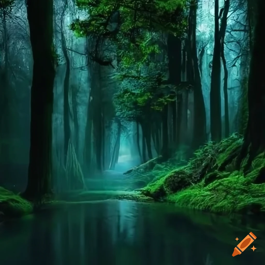 The camera frames a panoramic view of the Enchanted Forest, capturing ...