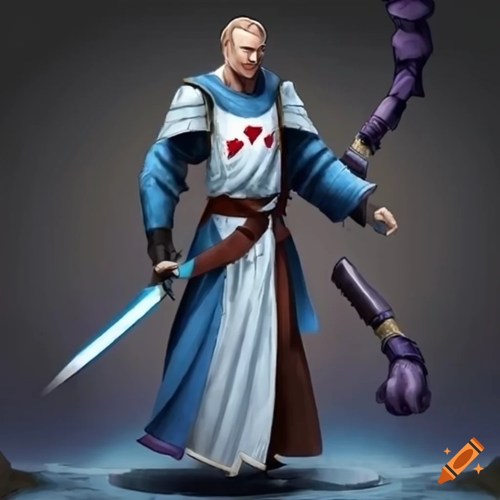 Qui Gon Jinn fusion Trevor Belmont as blue templar armor monk with ...