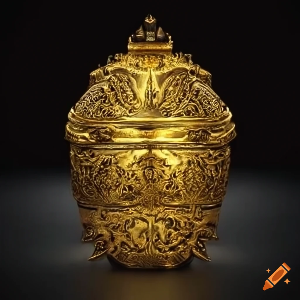 Ancient golden artifact with intricate engravings