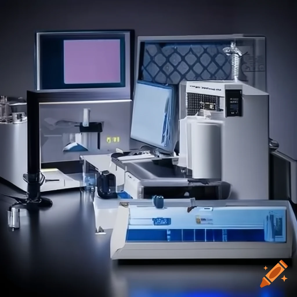 A laboratory with NGS Illumina sequencers and PCR instruments on Craiyon