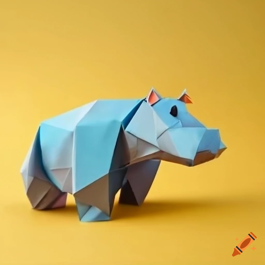 A cute origami hippo triangular shape