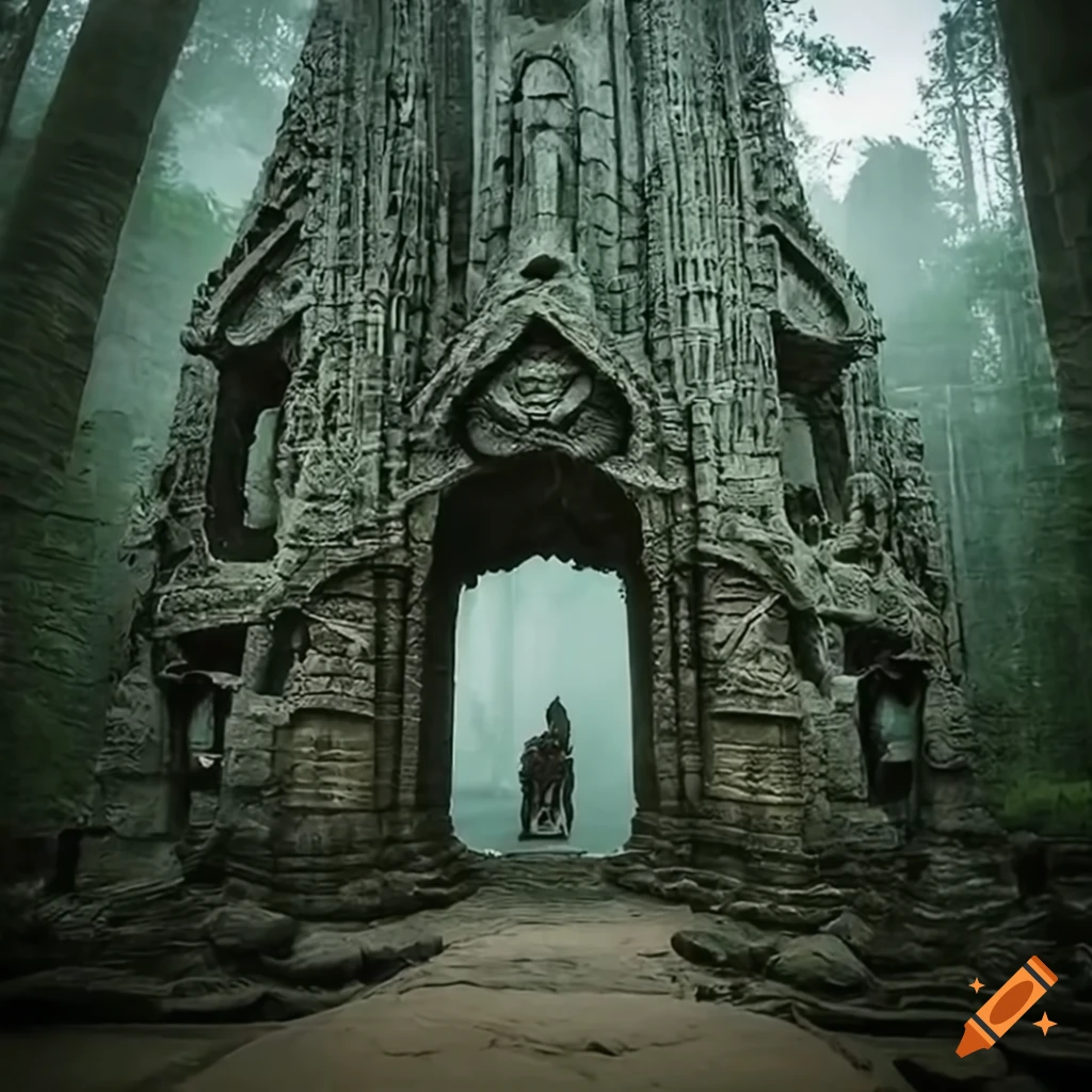 The lord of the rings Moria, gigantic trees made out of stone carved ...