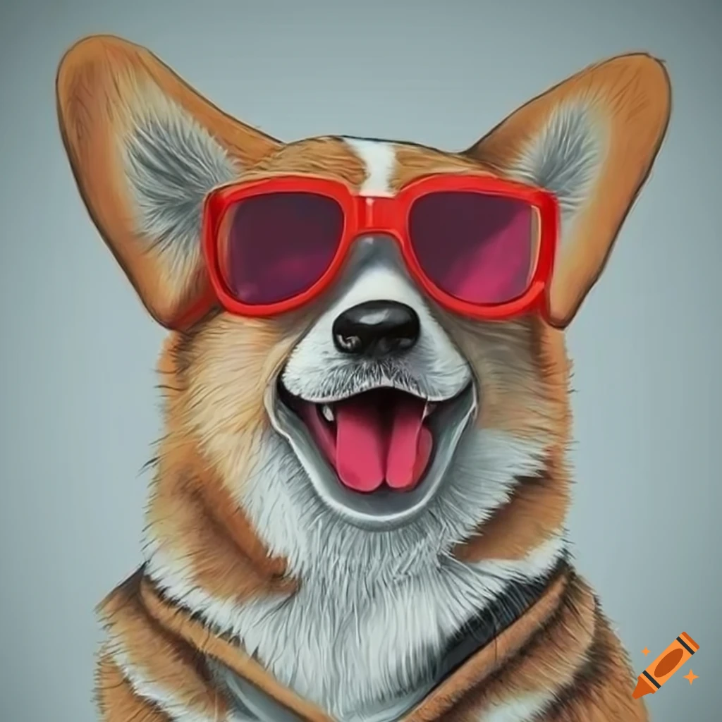 Hyper realistic side profile drawing of a baby corgi wearing red ...