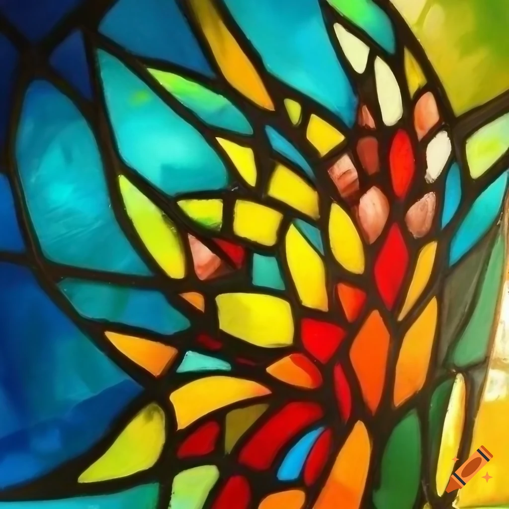 Stained glass, oil painting