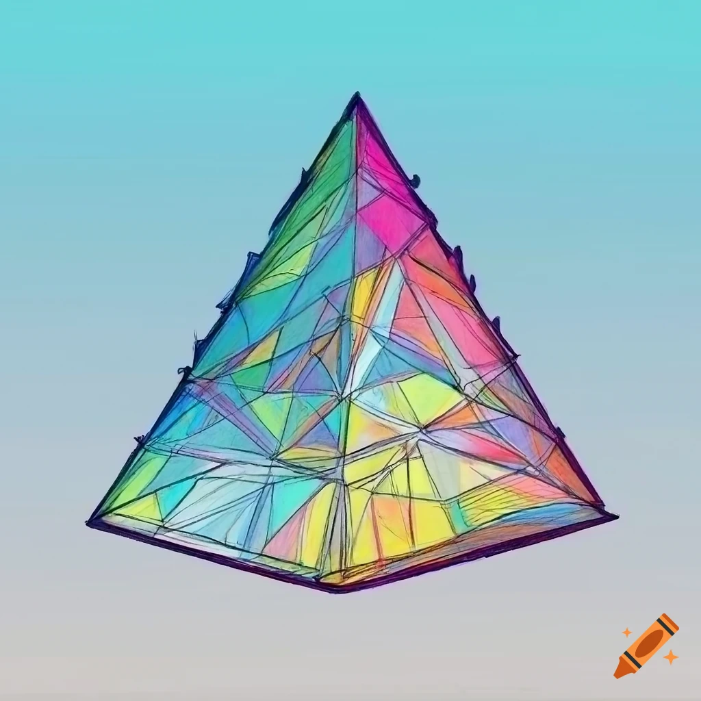 Black and white architectural sketch af one single equilateral triangle ...