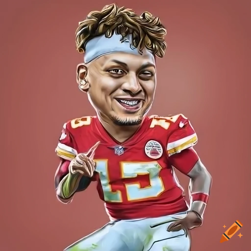 Detailed full body caricature illustration drawing of Patrick Mahomes ...