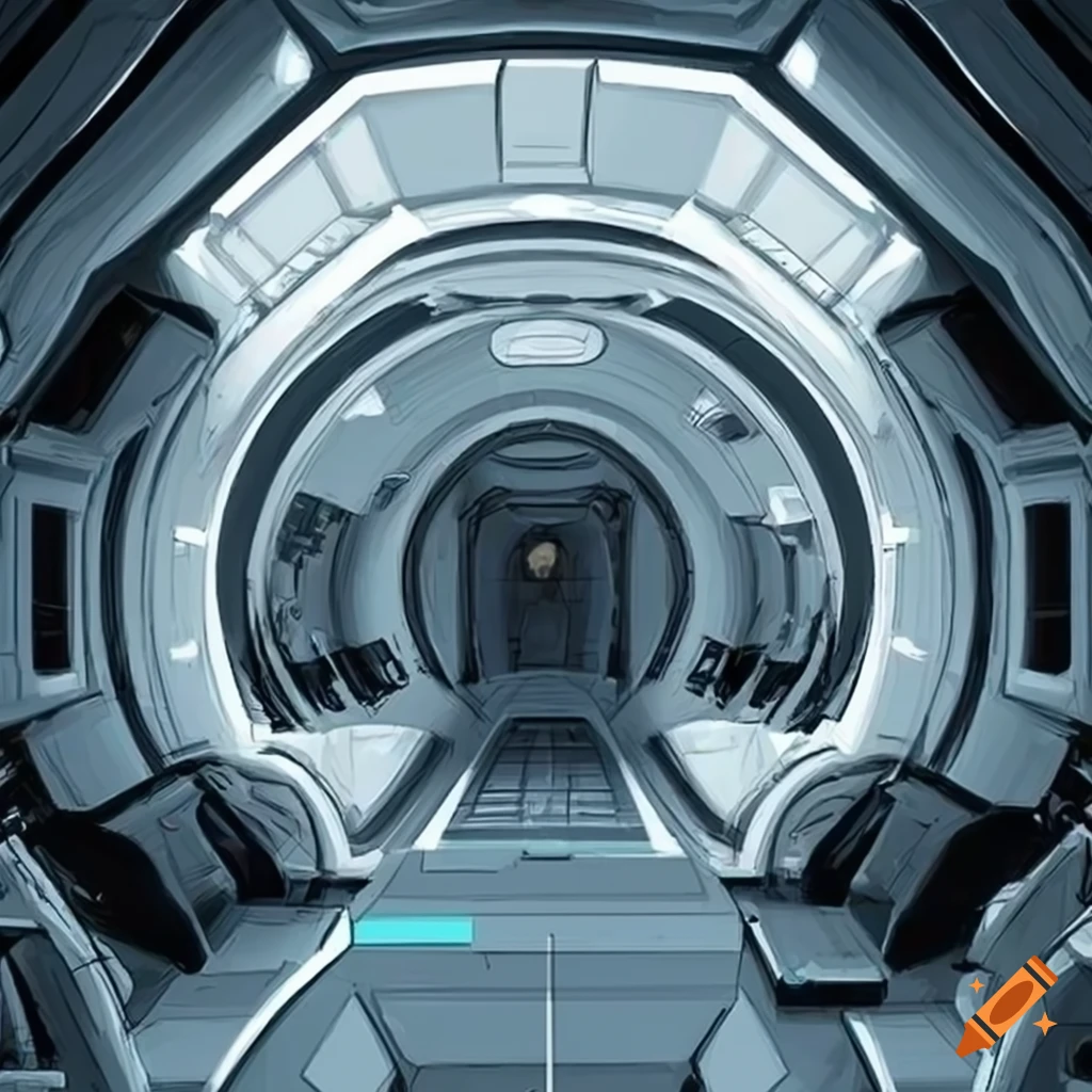 Inside of space ship in white and grey colors on Craiyon