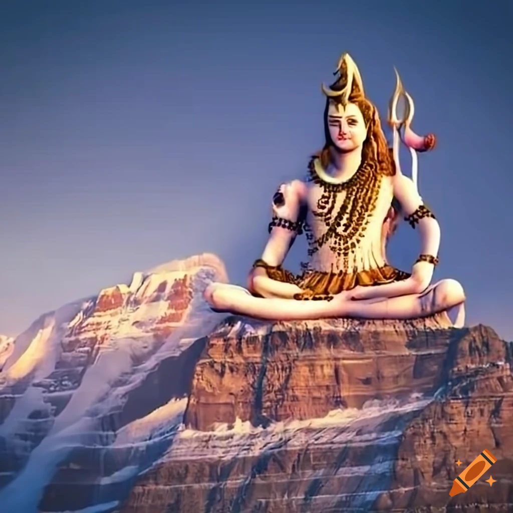 Divine image of lord shiva meditating in the majestic kailash mountain ...
