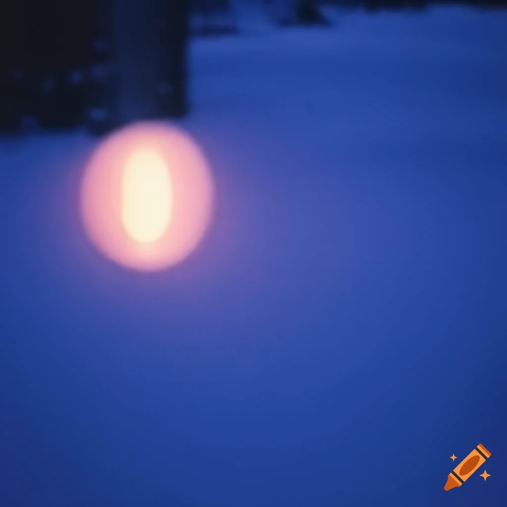 Flying spinning ball of dense light over a snowy field polaroid photo ...