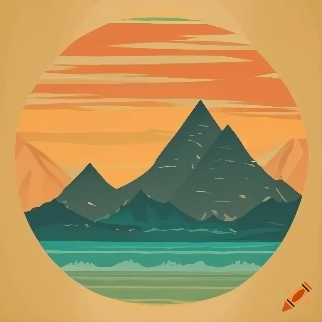 Mountains, vintage travel scenary poster in vector style on Craiyon