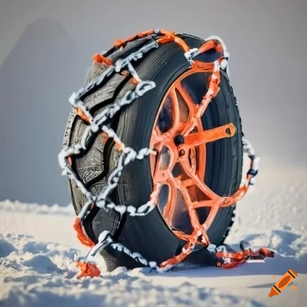 Tyre snow chains black orange