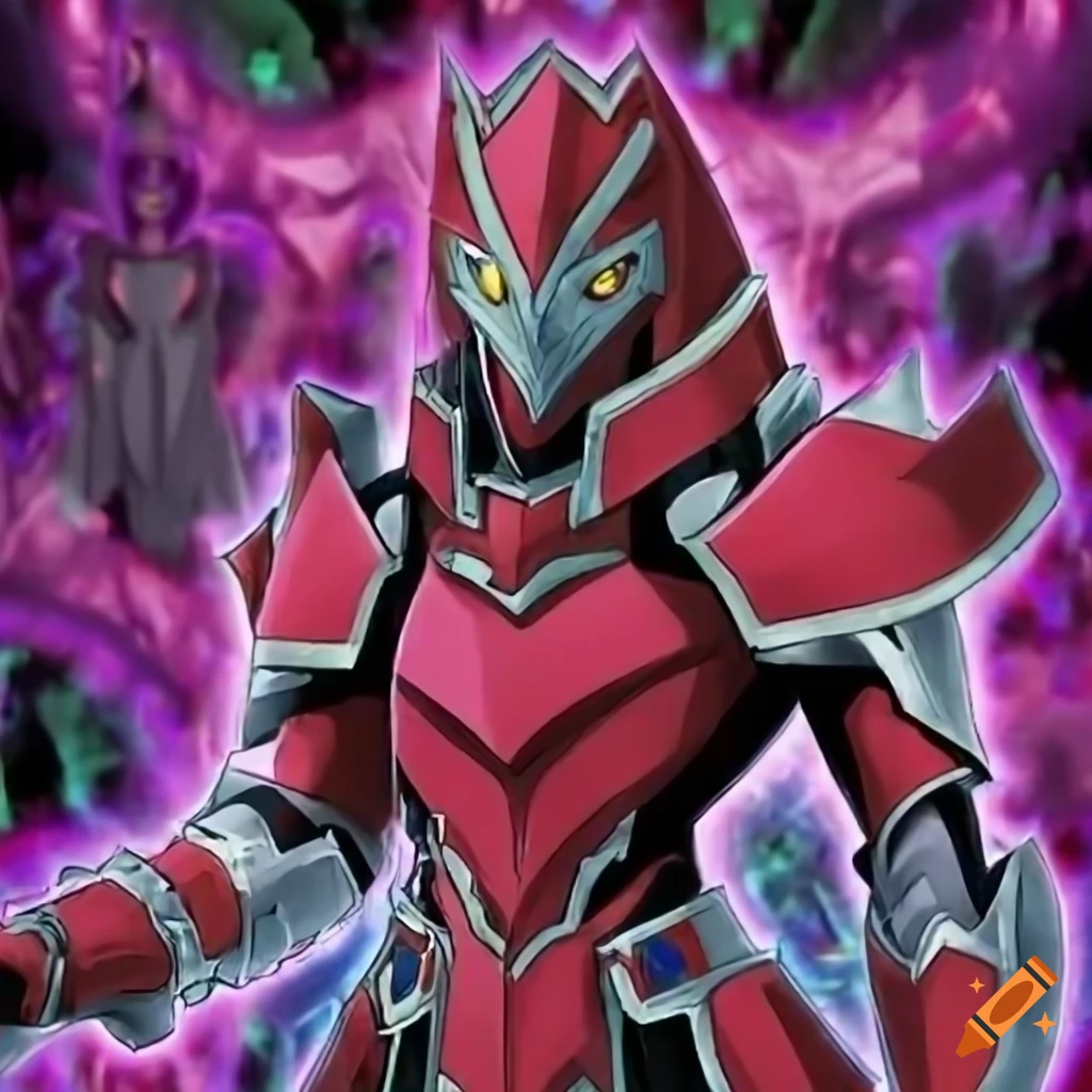 Yu gi oh card art style crimson rose paladin wearing a mask on Craiyon