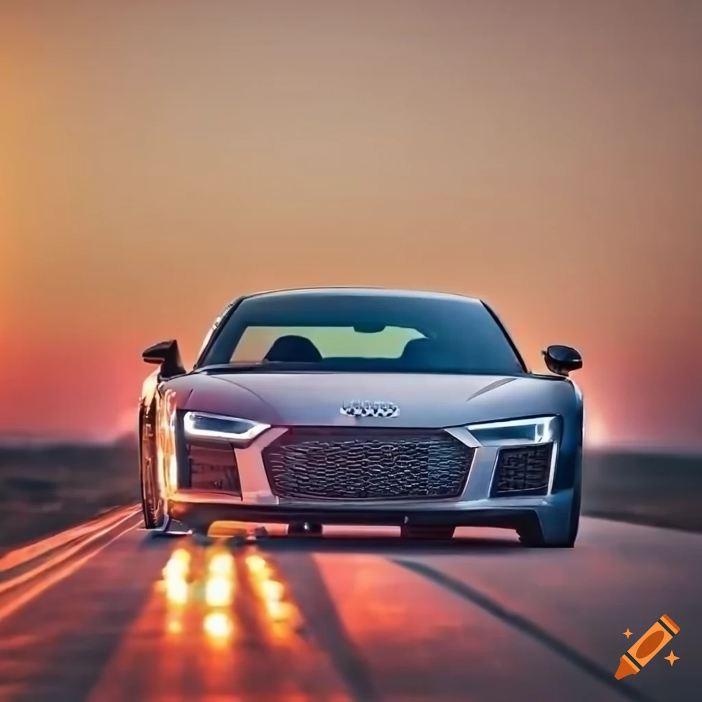 Photo of an audi r8, sunset, shot on sony mirrorless camera, dslr, 35mm ...