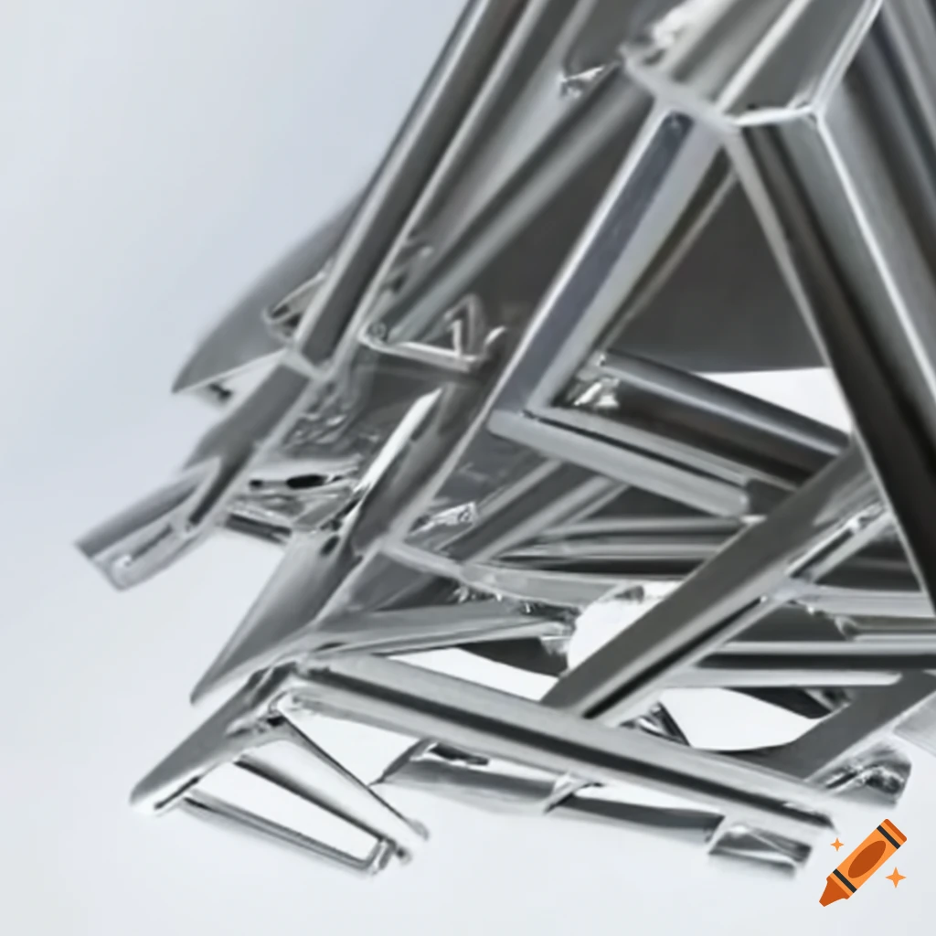 Complecated intagneling metal structure made of shiny metal