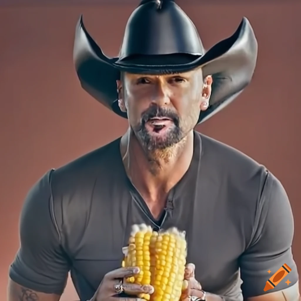 Tim mcgraw eating corn at a baseball game