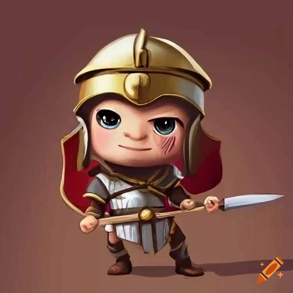 Pixar roman soldier chibi character design on Craiyon