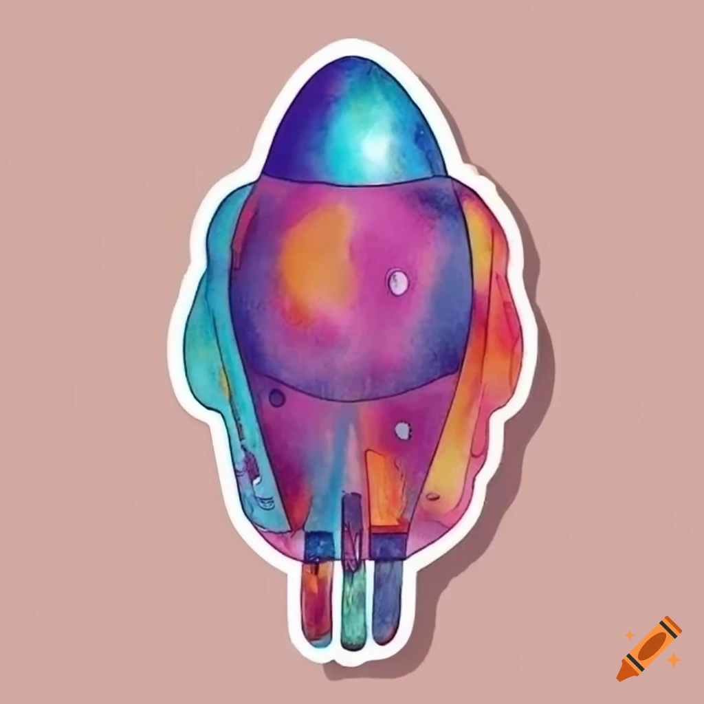 Space-themed sticker with a futuristic spaceship design