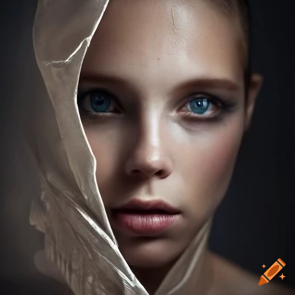 Wrapped portrait, fashion photo