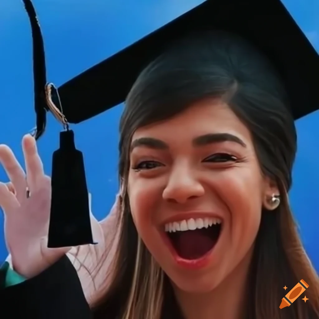 Una mujer feliz, recién graduada de la universidad y muy ilusionada