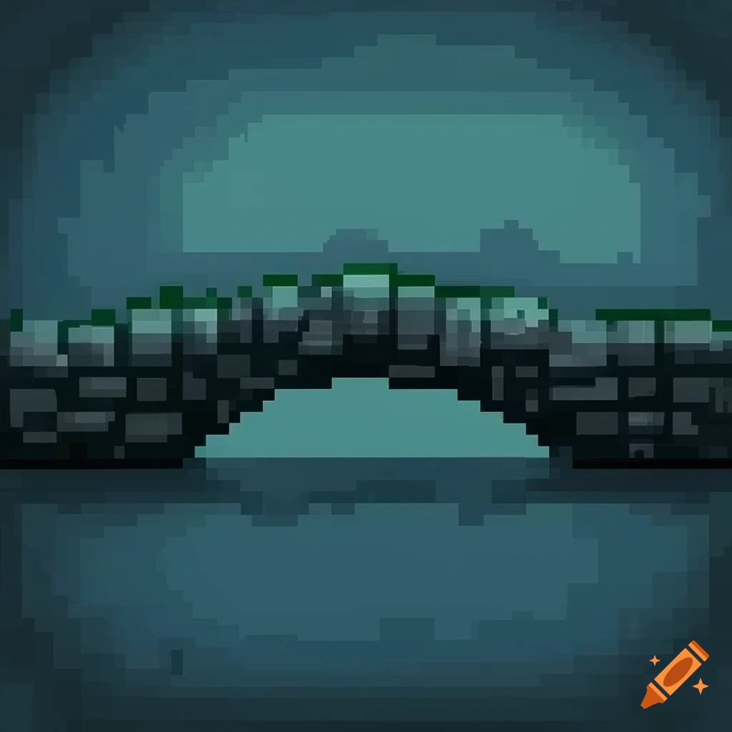 Pixel art dark stone bridge