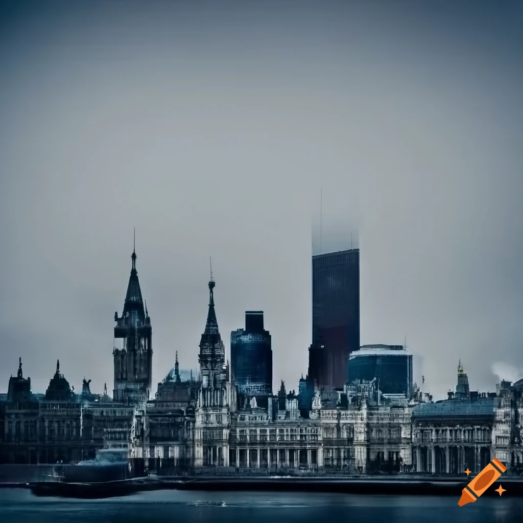 Grey image of londons skyline