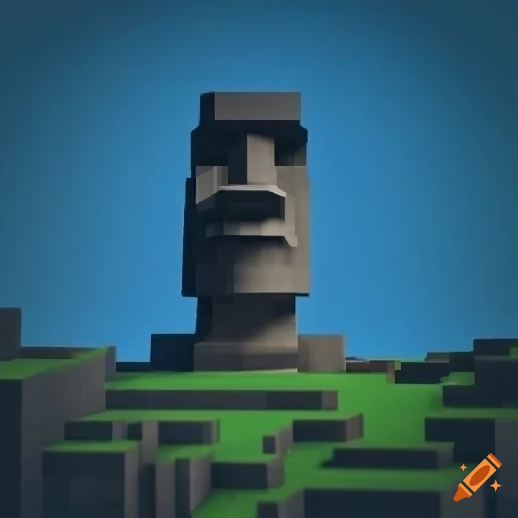 Moai in minecraft on Craiyon