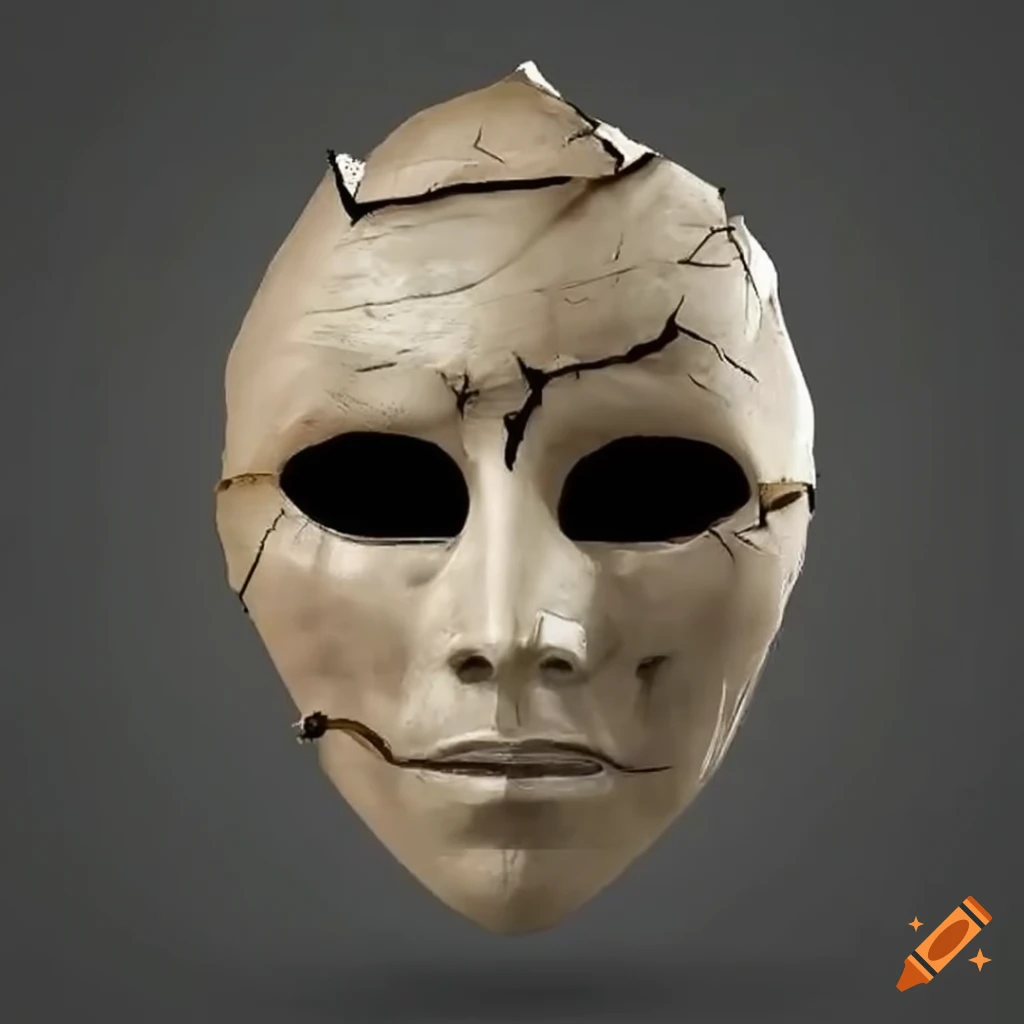 A mask with cracks revealing hidden mysteries on Craiyon