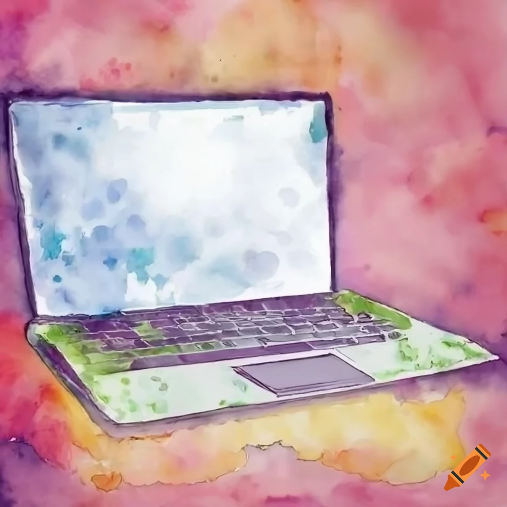 Laptop on desk abstract on Craiyon