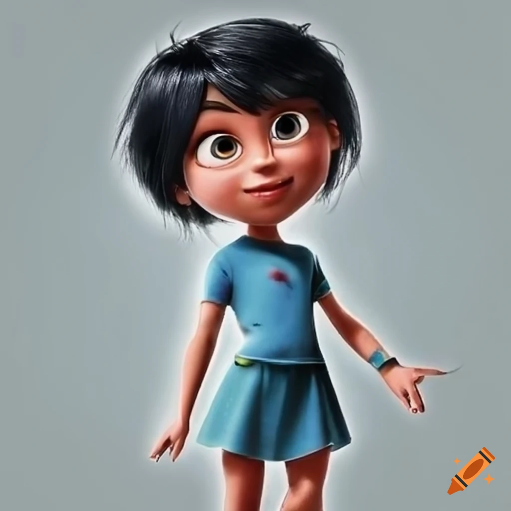 Short black hair girl disney pixar on Craiyon
