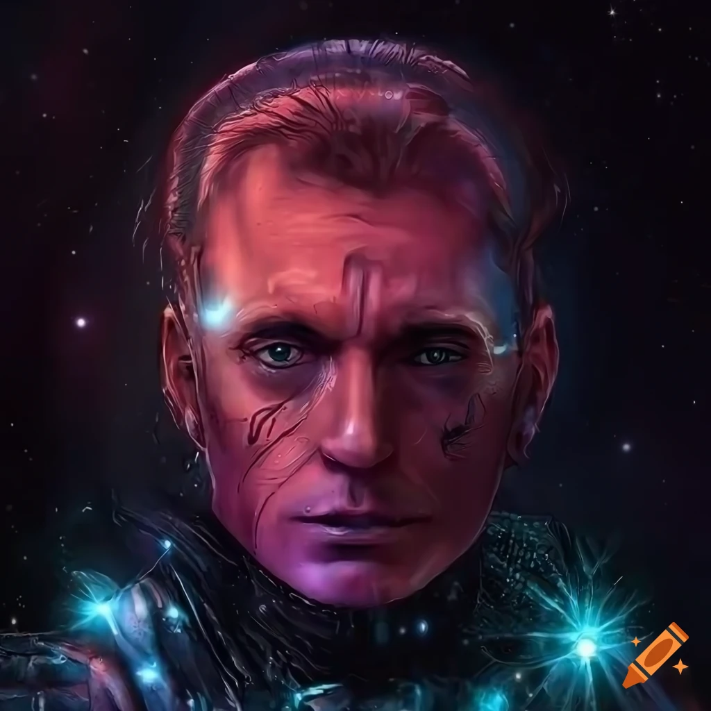 THE face of a scientific men with CYBERNETIC PART, stunning portrait of ...