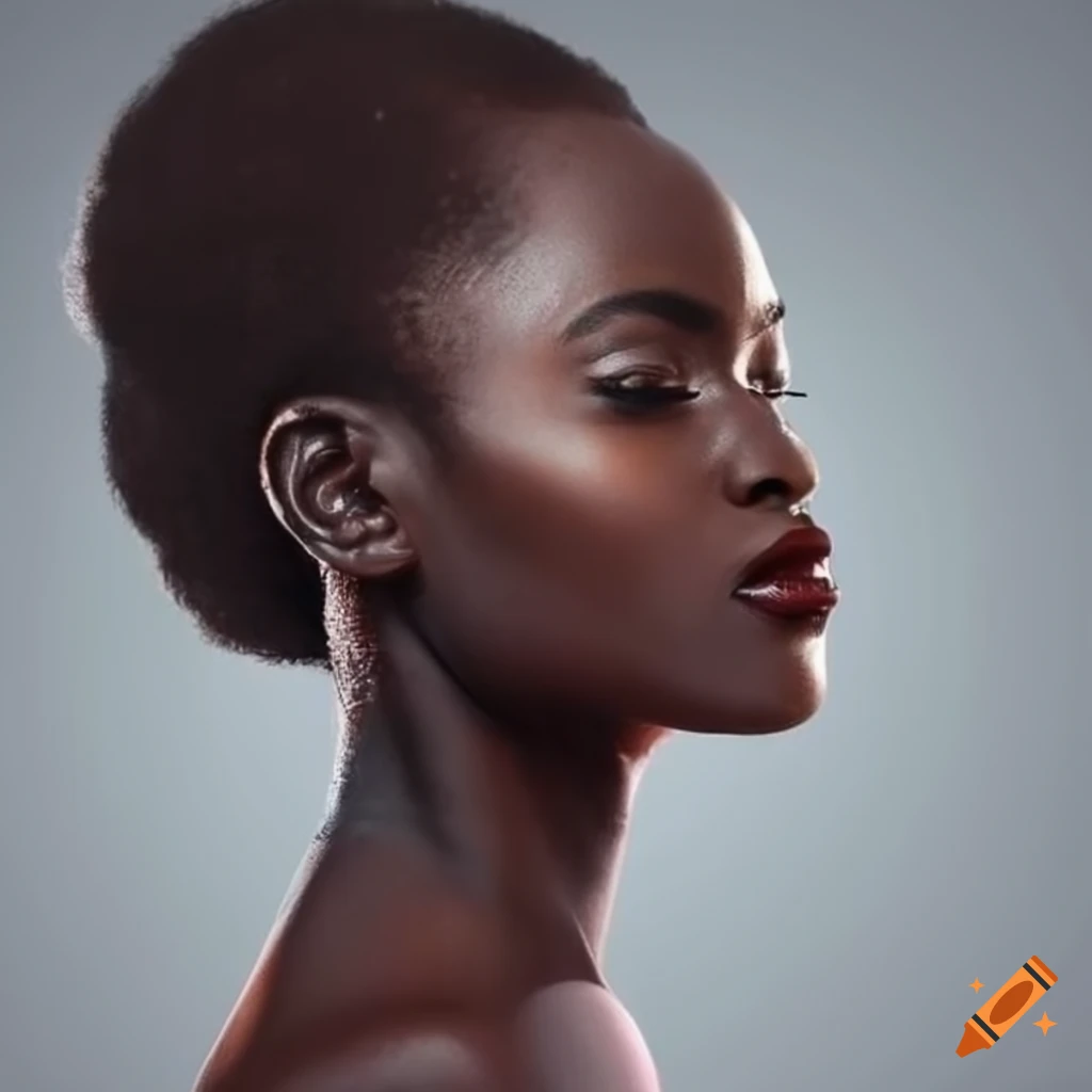 A beautiful enigmatic dark african woman side view on Craiyon