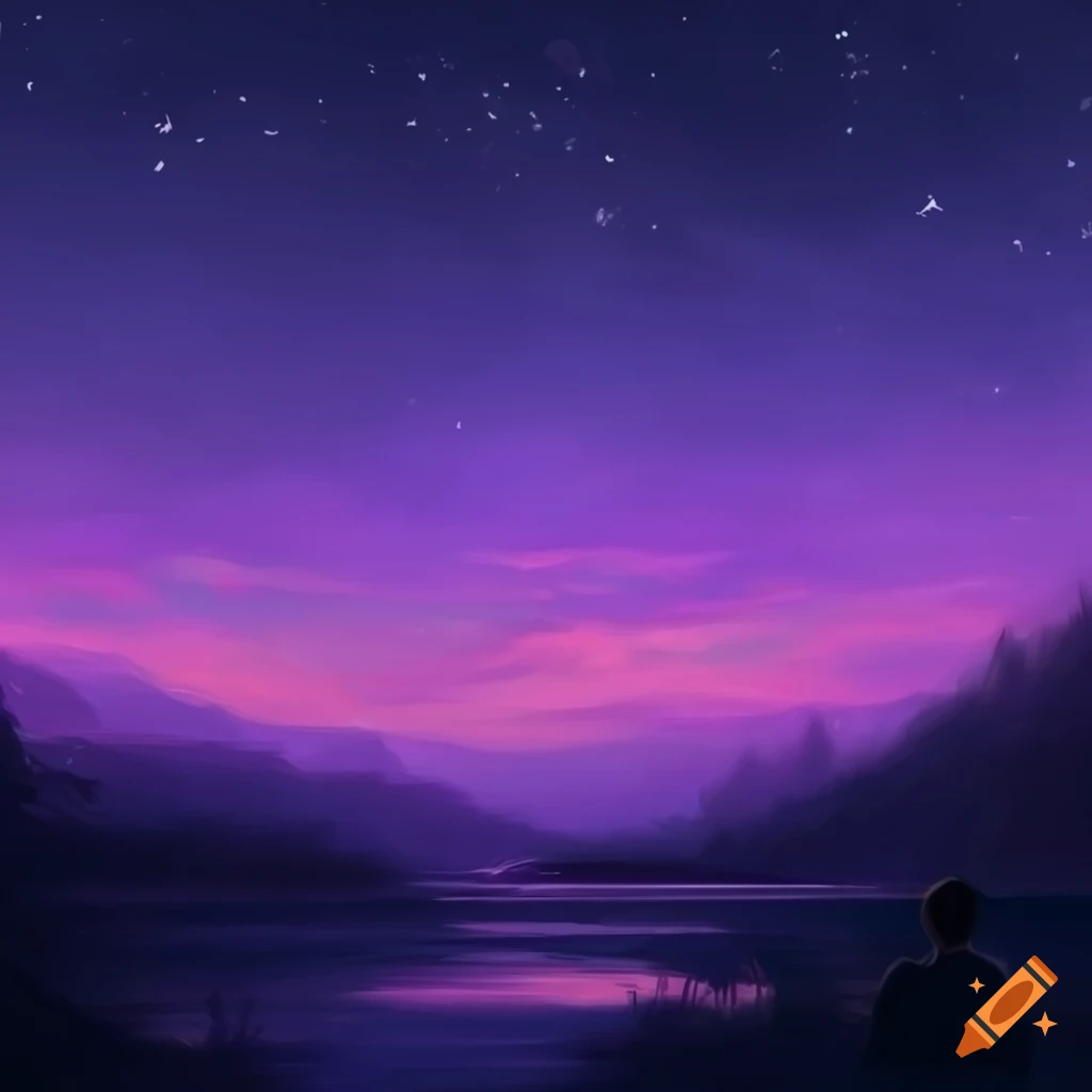 Chill, night, sky, nature, violet theme, a painting between fiction and realism, 1920x1080 ...